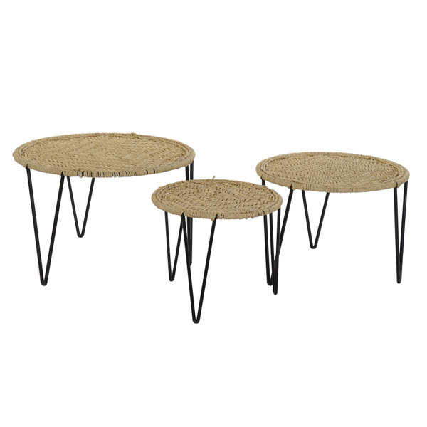 Bay Isle Home Auxiliary Table Set 3 Metal Rope 62X62x40 50/40 | Wayfair ...