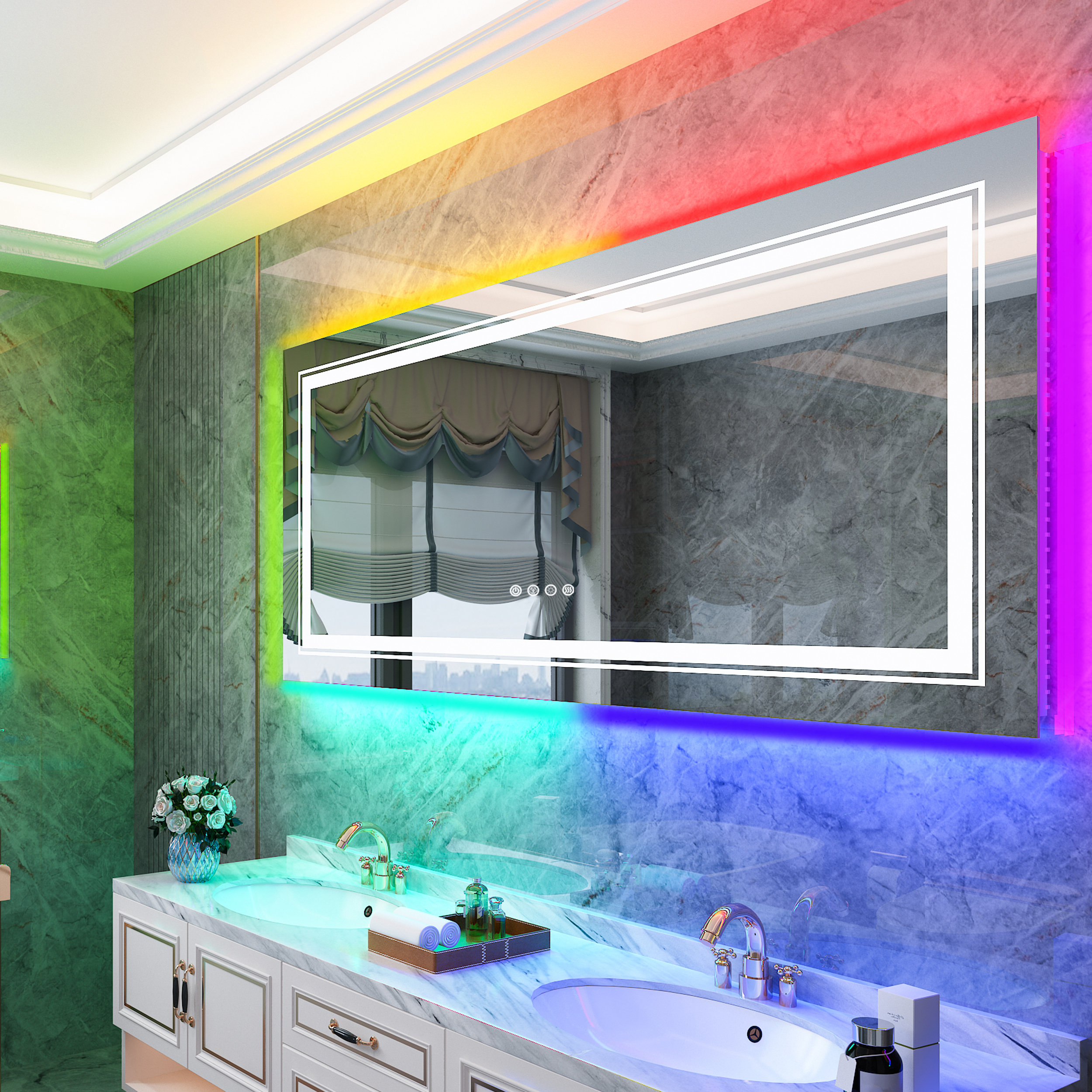 Orren Ellis Rectangle LED Wall Mirror | Wayfair