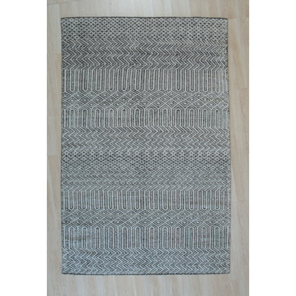 Eastern Rugs Camron Handmade Hand-Knotted Wool Gray/White/Silver Rug ...