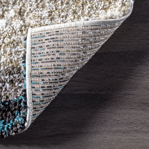 Langley Street City Striped Shag Tufted Performance Brown/Teal/Blue Rug ...