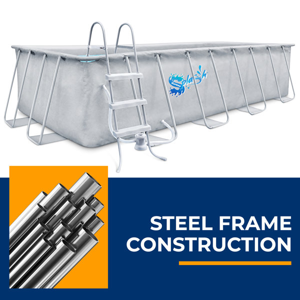 SereneLife 16 ft x 8 ft x 3.5 ft Steel Hard Sided Pool | Wayfair