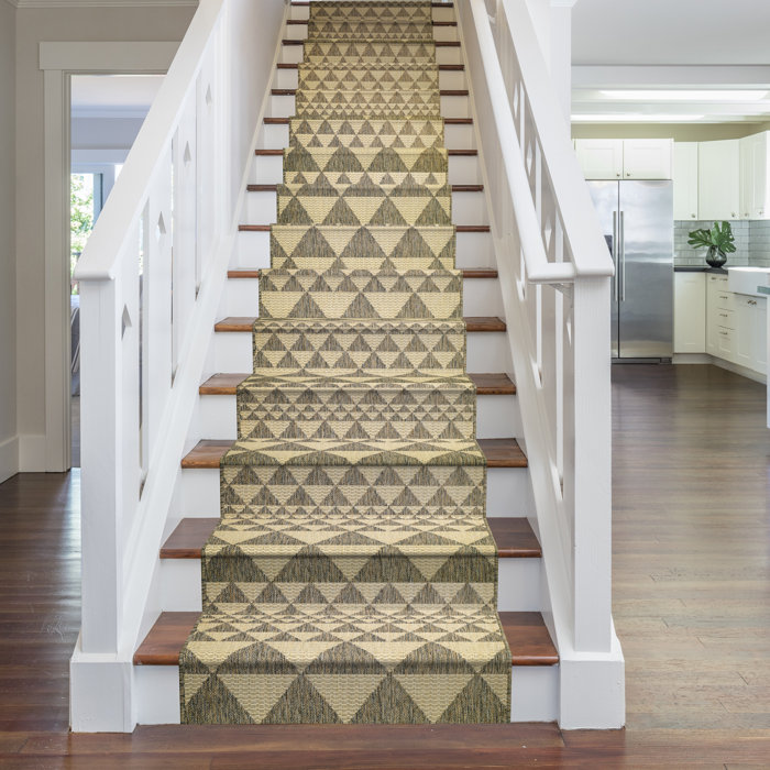 Union Rustic Abrahamson Looped Brown/Beige Stair Runner | Wayfair.co.uk