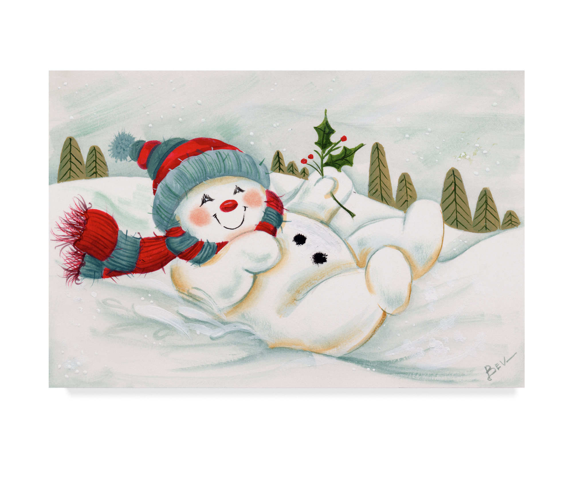 The Holiday Aisle® 'Snowman Resting 1' Canvas Art | Wayfair