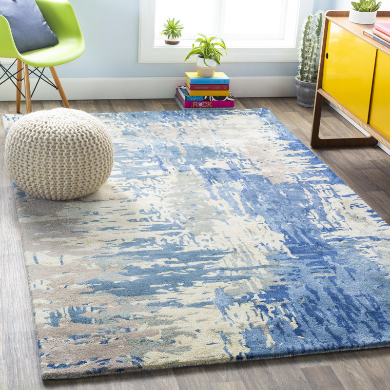 17 Stories Ratcliff Handmade Dark Blue Rug & Reviews | Wayfair