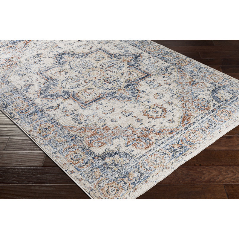 Steelside™ Randall Performance Ivory/Blue/Rust Rug & Reviews | Wayfair