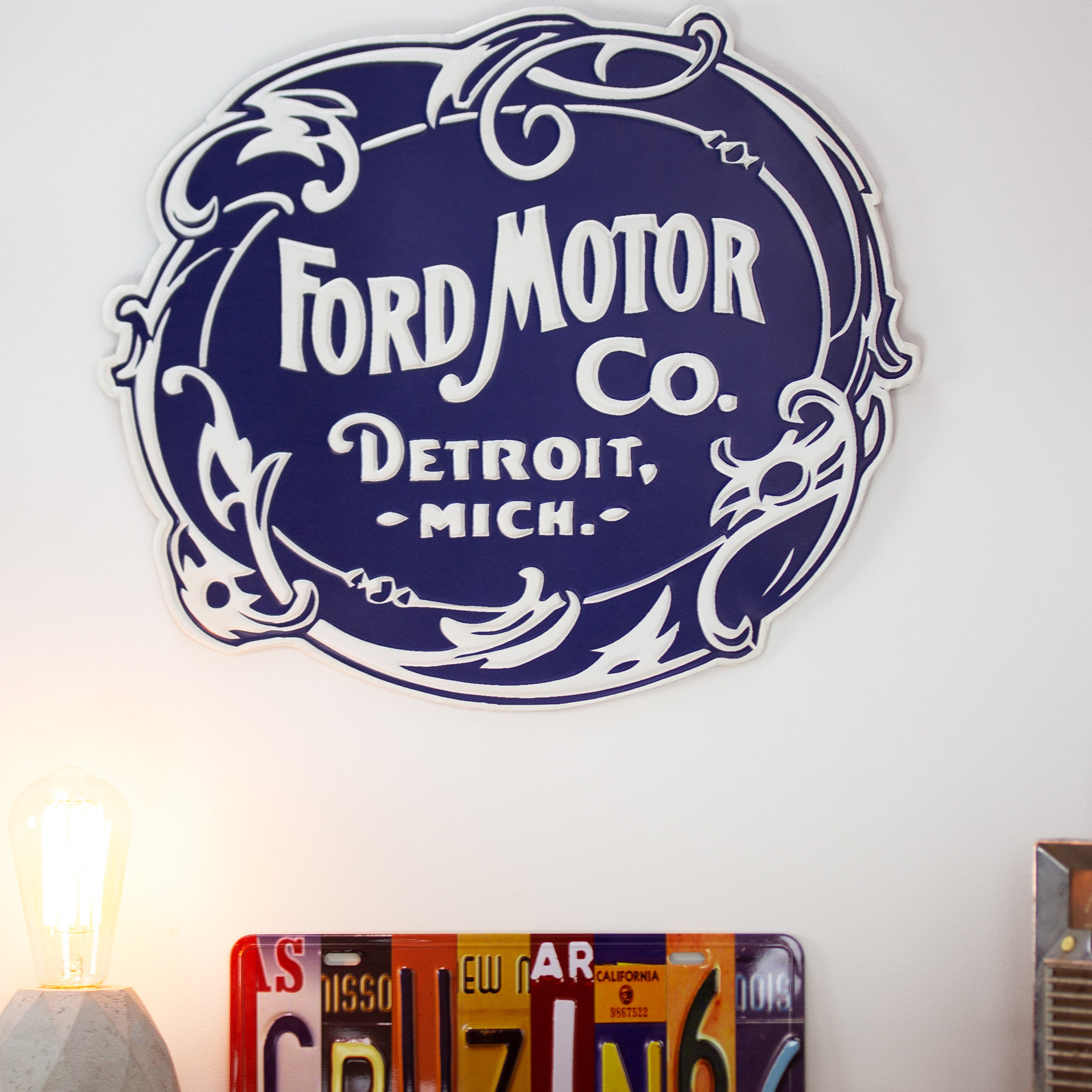 CYRG Ford Logo Embossed Metal Sign Wall Decor & Reviews | Wayfair