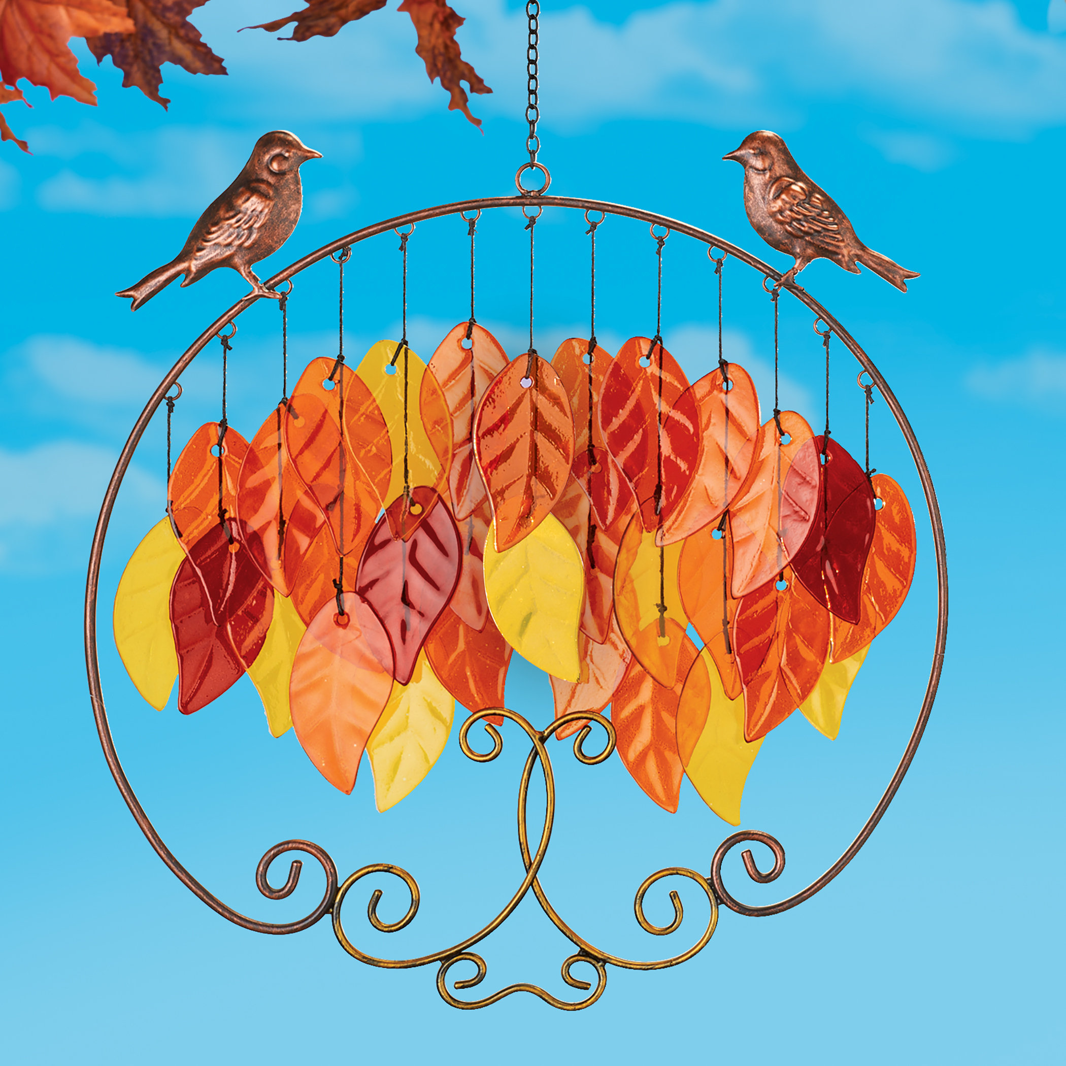 Arlmont & Co. Kayvion Autumn Leaves Dangler Garden Art | Wayfair