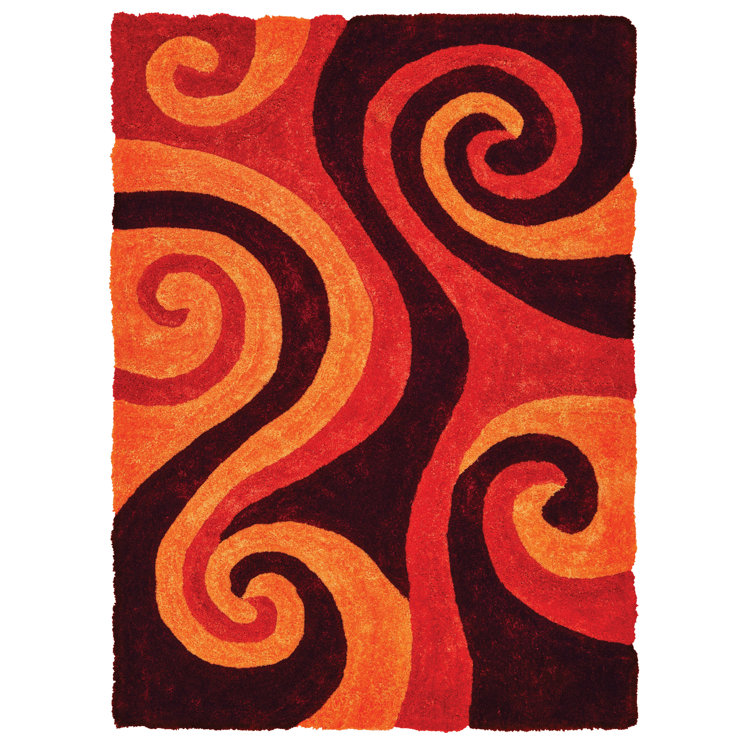 Wrought Studio Fitts Abstract Shag Red/Burnt Orange/Light Orange Area ...