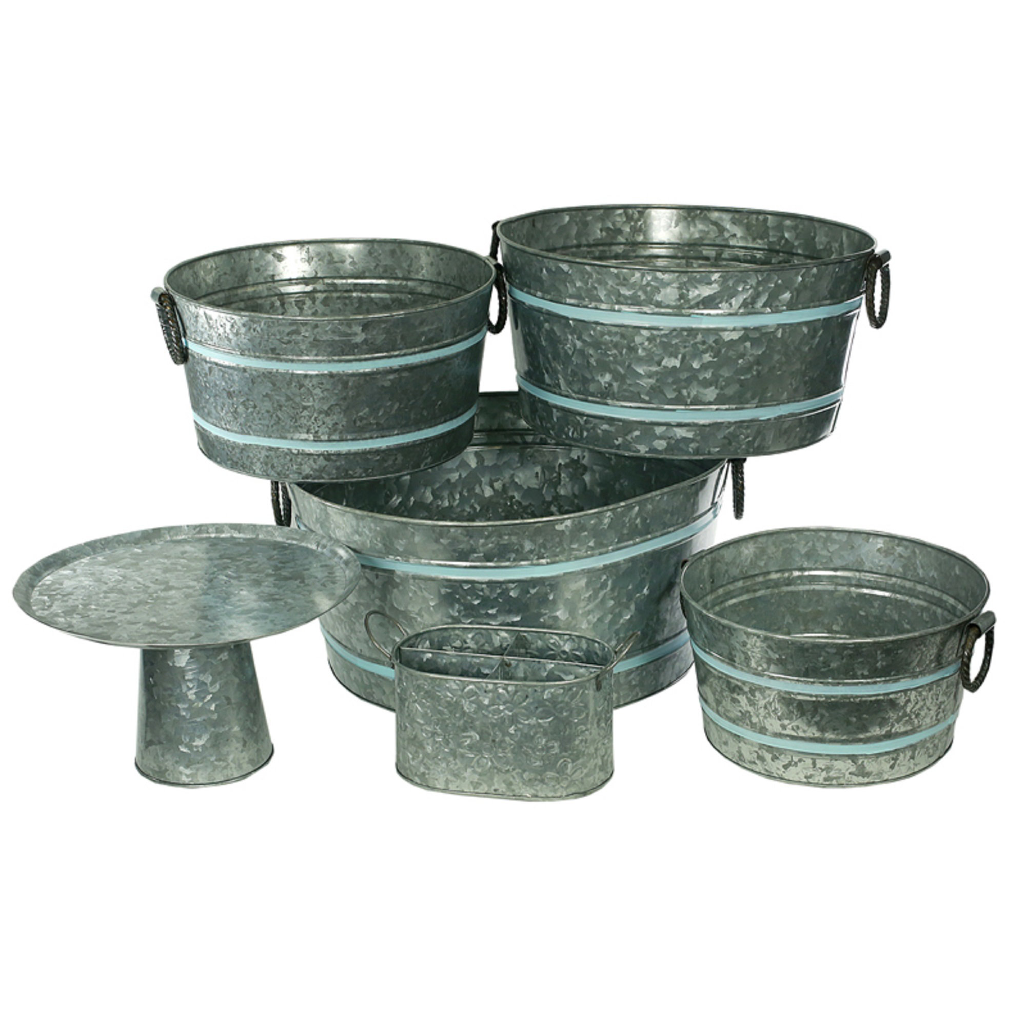 Gracie Oaks 6 Piece Metal Tubs & Totes Set | Wayfair