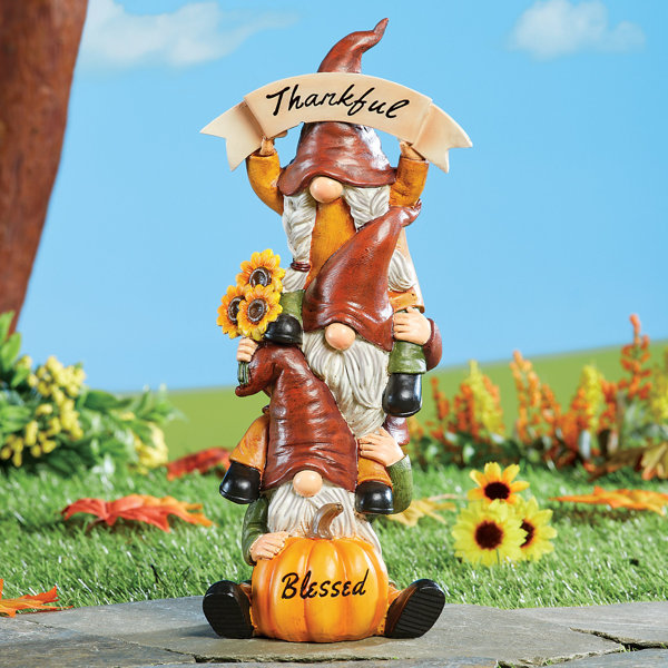Arlmont & Co. Drihmi Blessed & Thankful Garden Gnomes Statue | Wayfair