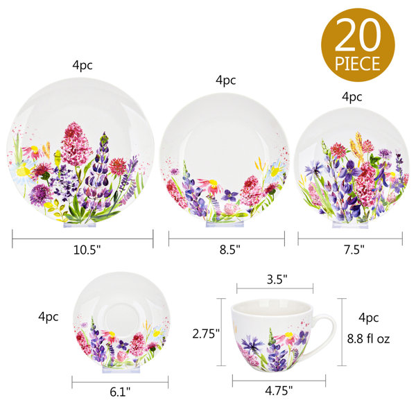 STP Goods Bone China Dinnerware Set - Service for 4 | Wayfair