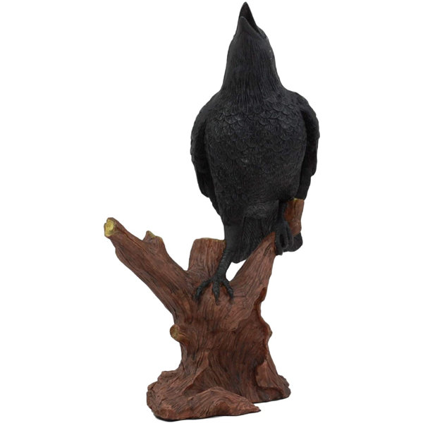 Loon Peak® Ebros Quoth Nevermore Realistic Crowing Raven Perched On ...