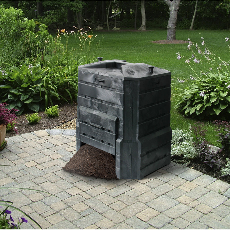 Algreen 94 Gal. Plastic Outdoor Stationary Composter with Latching Lid ...