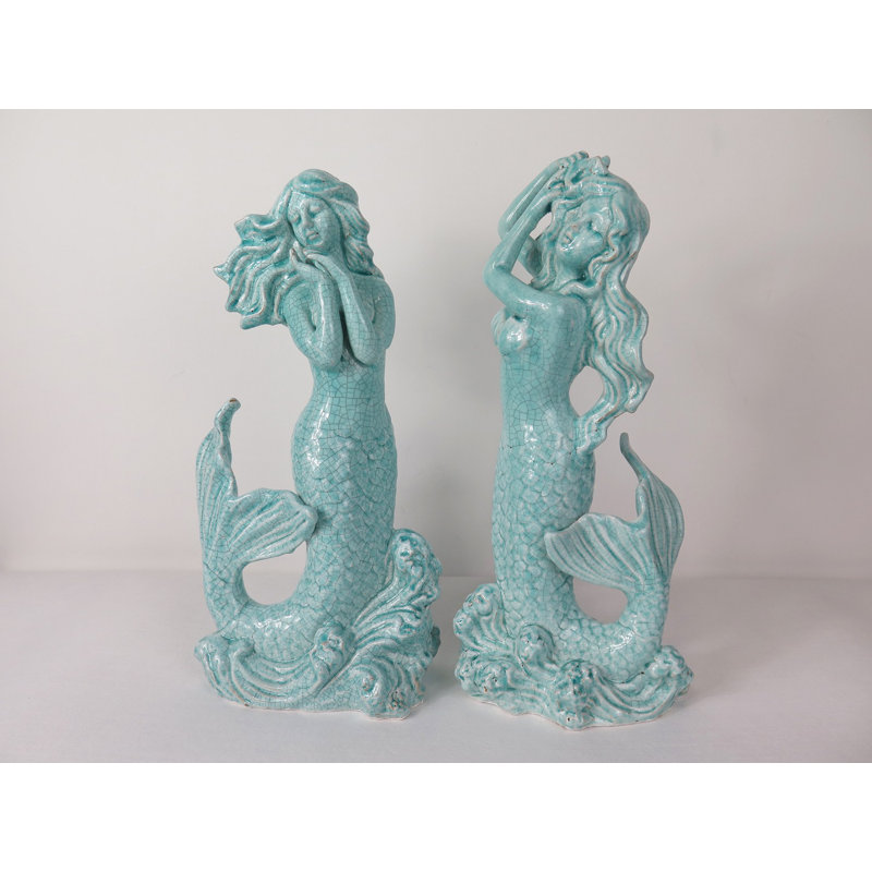 Trinx 2 Piece Standing Mermaids Figurine Set | Wayfair