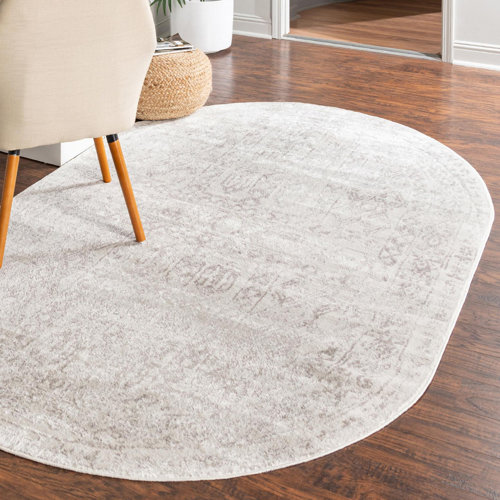 August Grove® Brackett Performance Cream/Gray Rug & Reviews | Wayfair