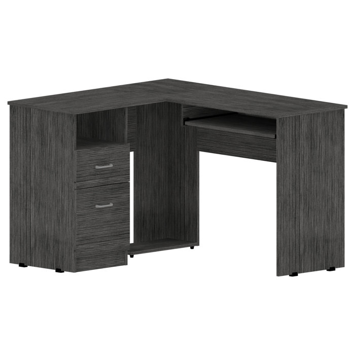 Latitude Run® Raleigh Business Modern L-Shaped Desk w/ Drawers, Shelf ...