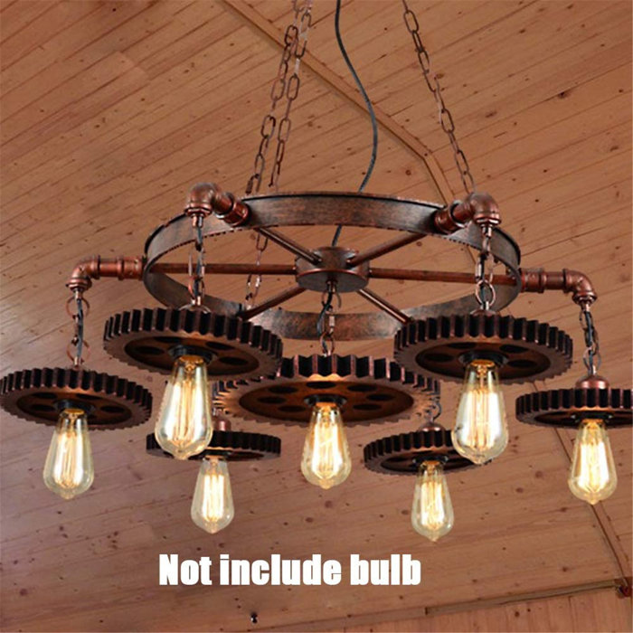 Williston Forge 7-Light Retro Industrial Metal Gear Pendant Light | Wayfair