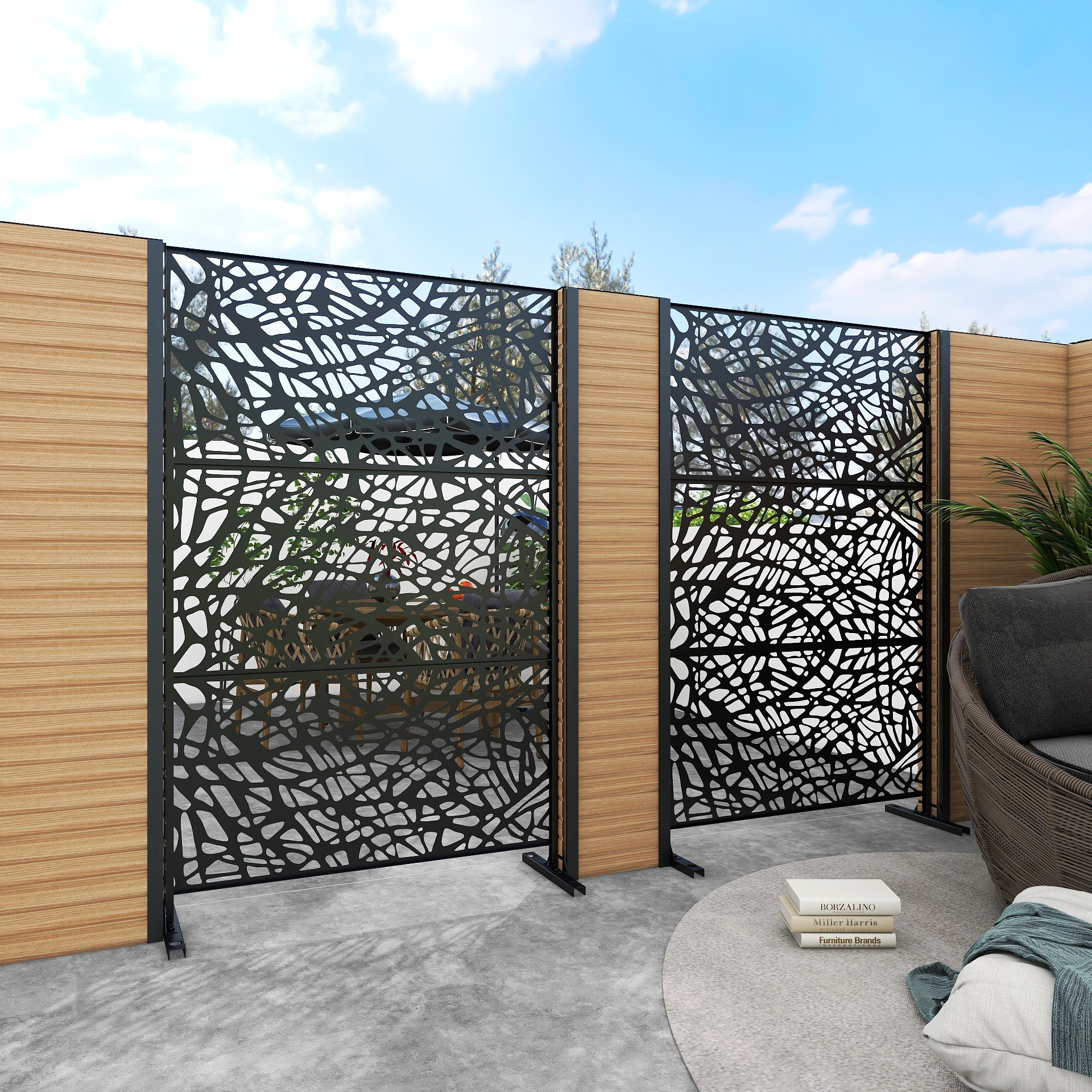 UIXE 6.5 ft. H x 4 ft. W Metal Privacy Screen | Wayfair