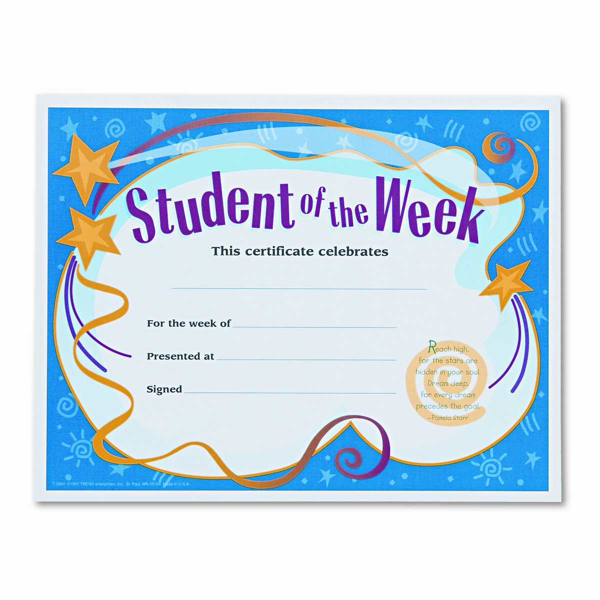 Trend Enterprises Student of the Week Certificates | Wayfair