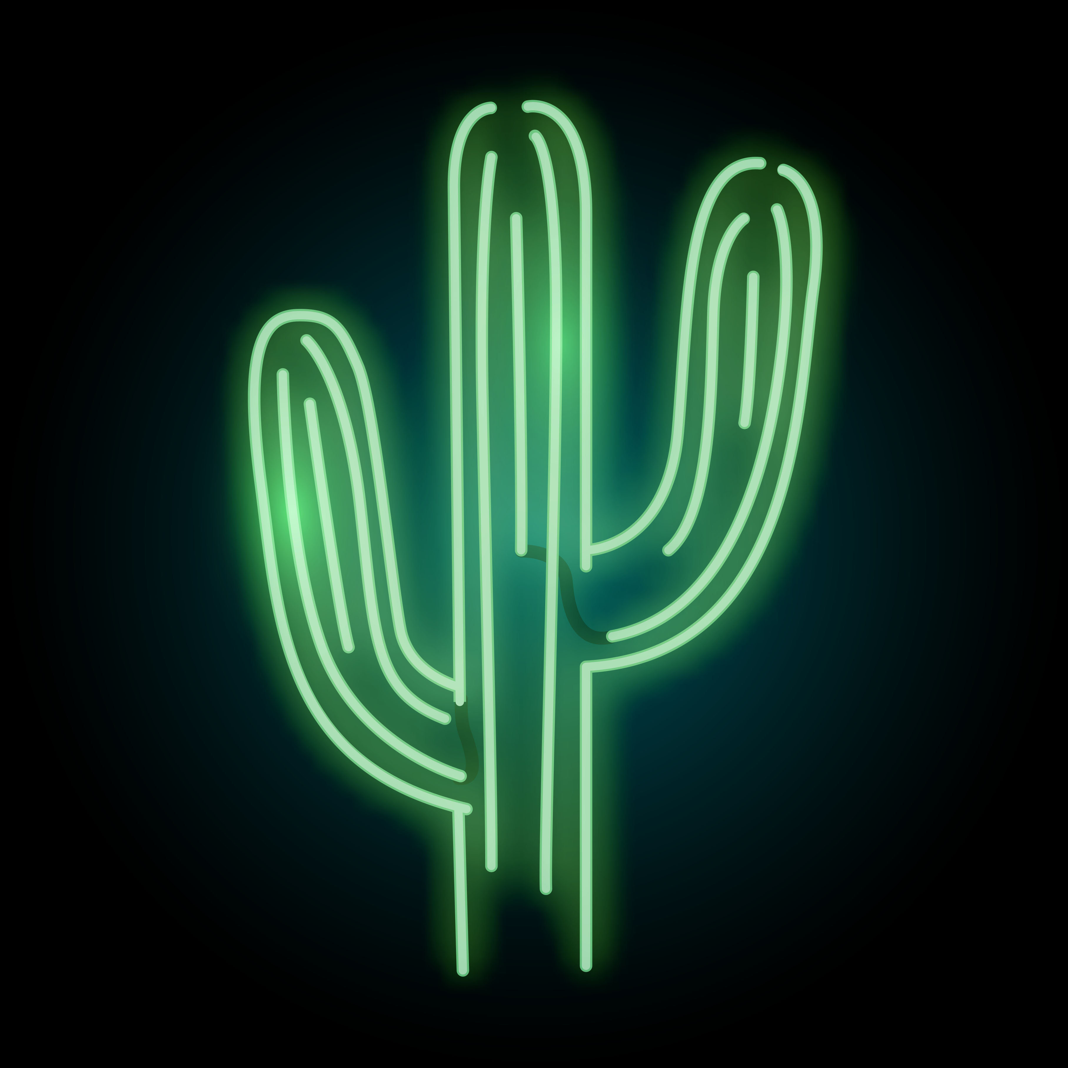 Gracie Oaks Neon Glowing Cactus Plant Light Sign - Wrapped Canvas ...