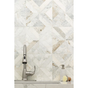 MSI Arabescato Venato White Argyle 12" x 12" Honed Marble Mesh-Mounted ...