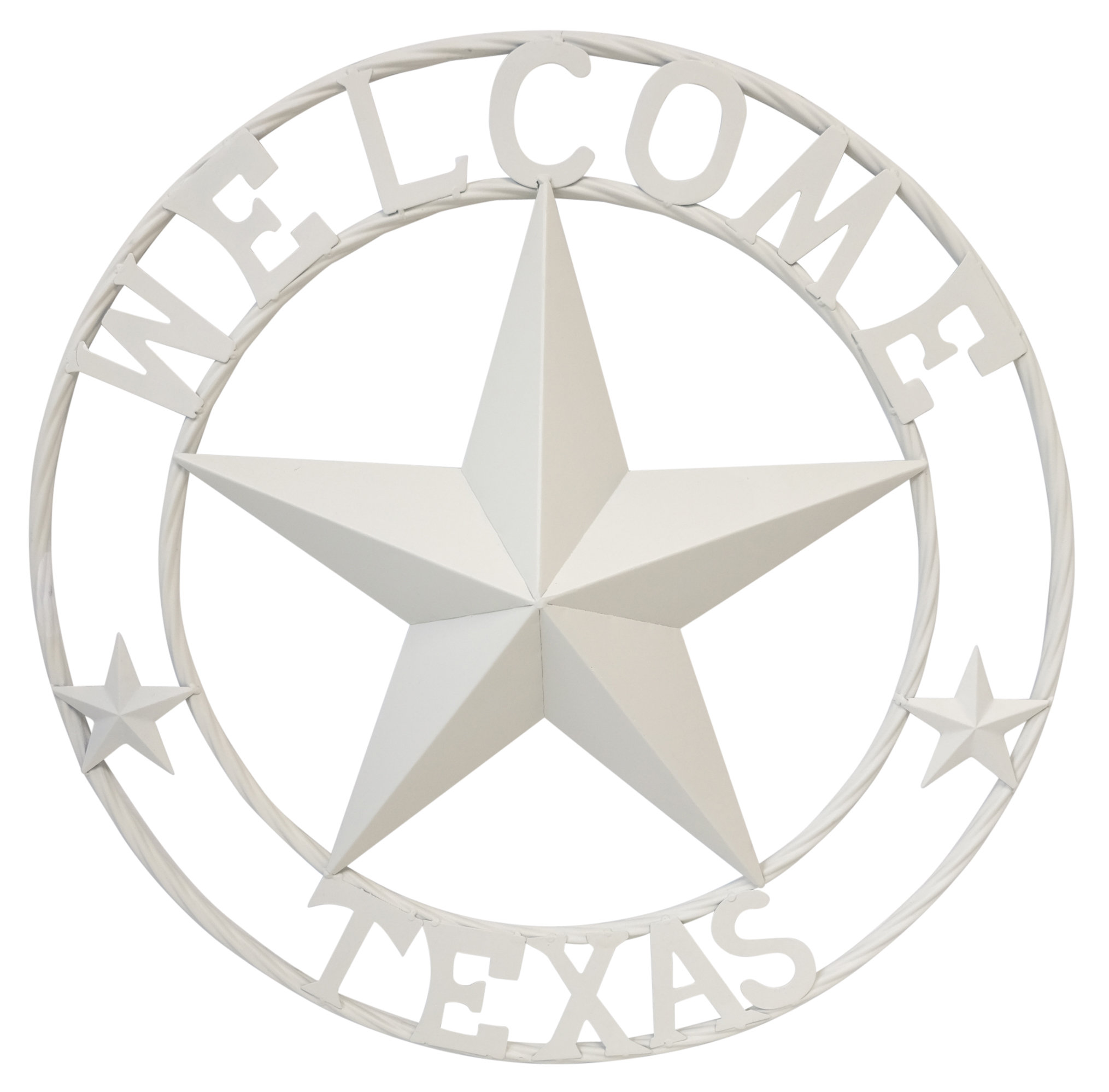 Latitude Run® Metal White Western Lone Star Welcome Texas Circle Sign Hanging Wall Décor | Wayfair