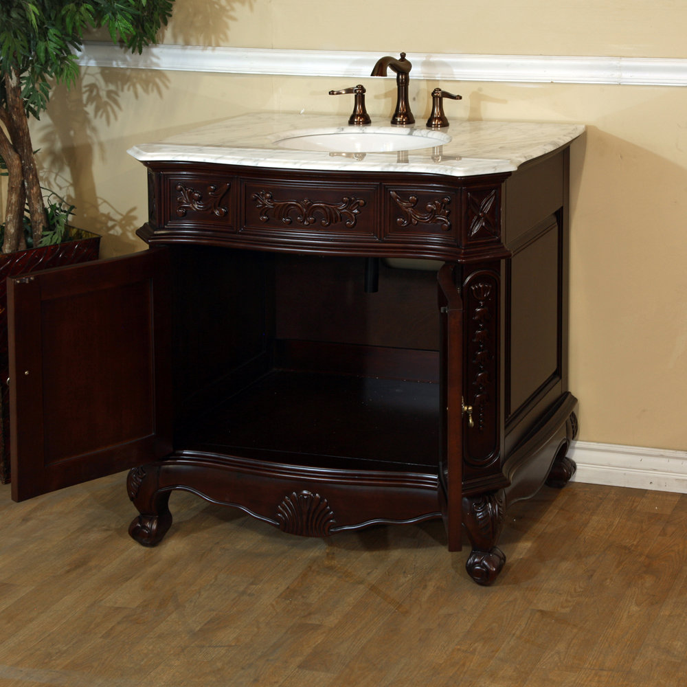 Bellaterra Home 34.6'' Free-standing Single Bathroom Vanity with Stone ...