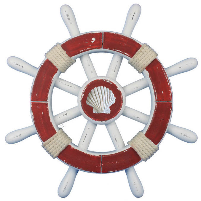 Handcrafted Nautical Decor Decorative Ship Wheel with Seashell Wall ...