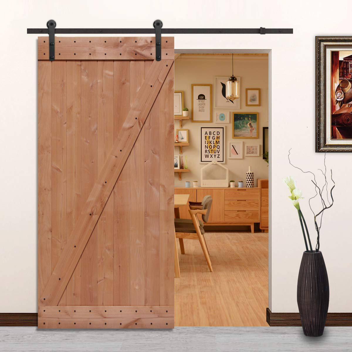 Lubann Paneled Wood and Unfinished American Barn Door without ...