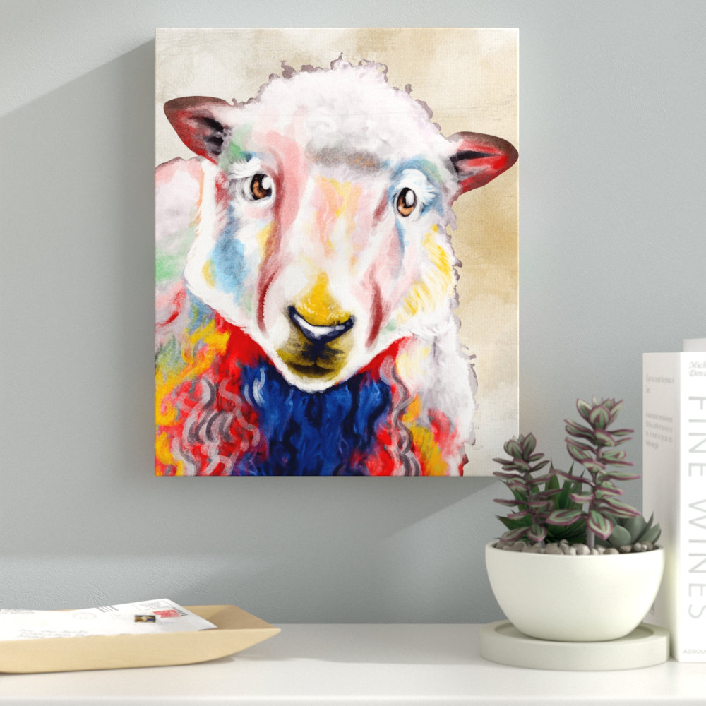 Latitude Run® Color Splash Sheep On Canvas Painting | Wayfair