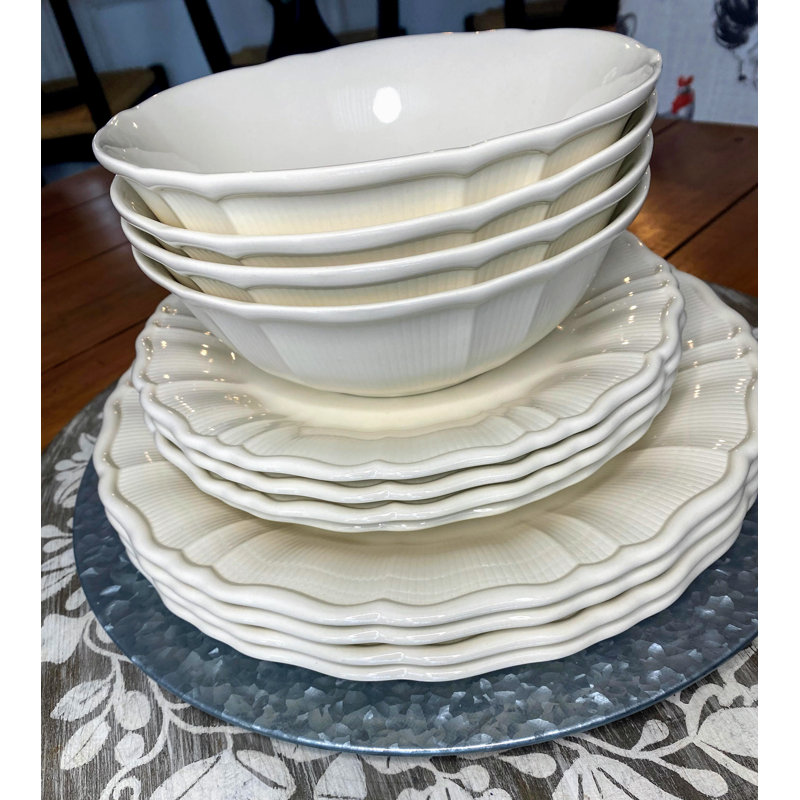 Red Vanilla Ironstone Dinnerware Set - Service for 4 & Reviews | Wayfair