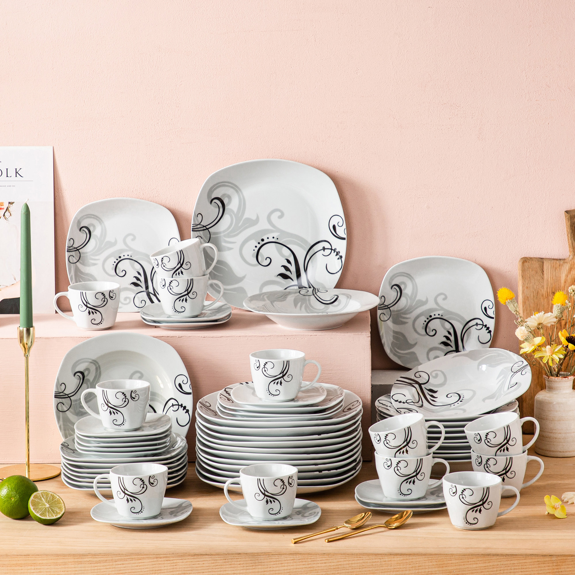 Red Barrel Studio® Zoey Porcelain China Dinnerware - Set of 60 ...