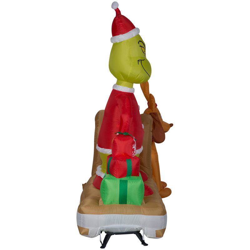 Gemmy Industries Grinch and Max on Sled LG Scene Grinch Inflatable ...