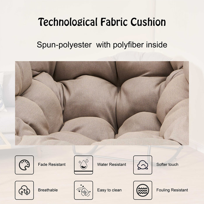 Corrigan Studio® Outdoor Ladena Rocking Rattan Chair with Cushions ...