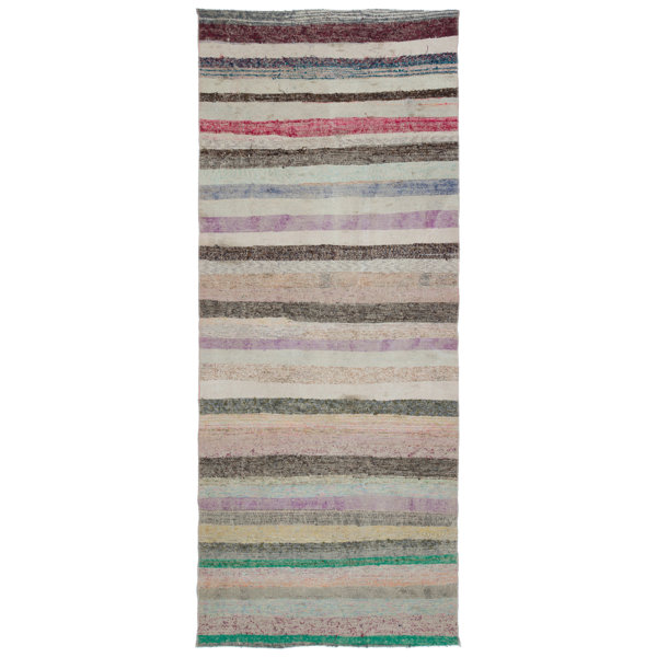 Dakota Fields Wibaux Striped Multicolor 4'3'' X 10'41'' Tribal Wool ...