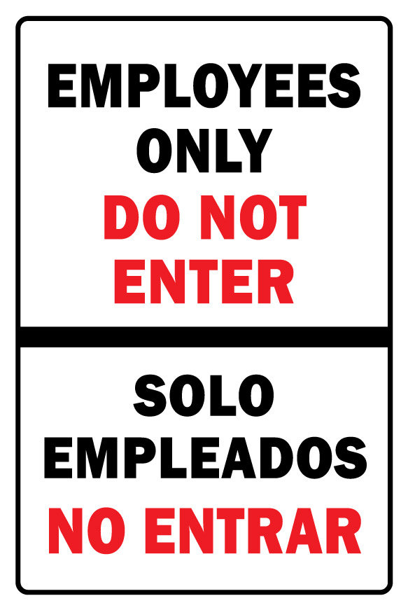 SignMission EMPLOYEES ONLY Decal Spanish Entrance Building Wall Decal ...