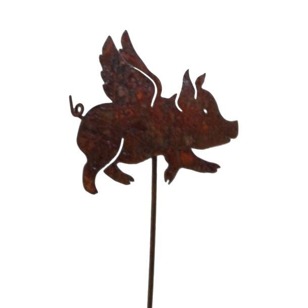 Gracie Oaks Aliz Metal Flying Pig Garden Stake & Reviews | Wayfair