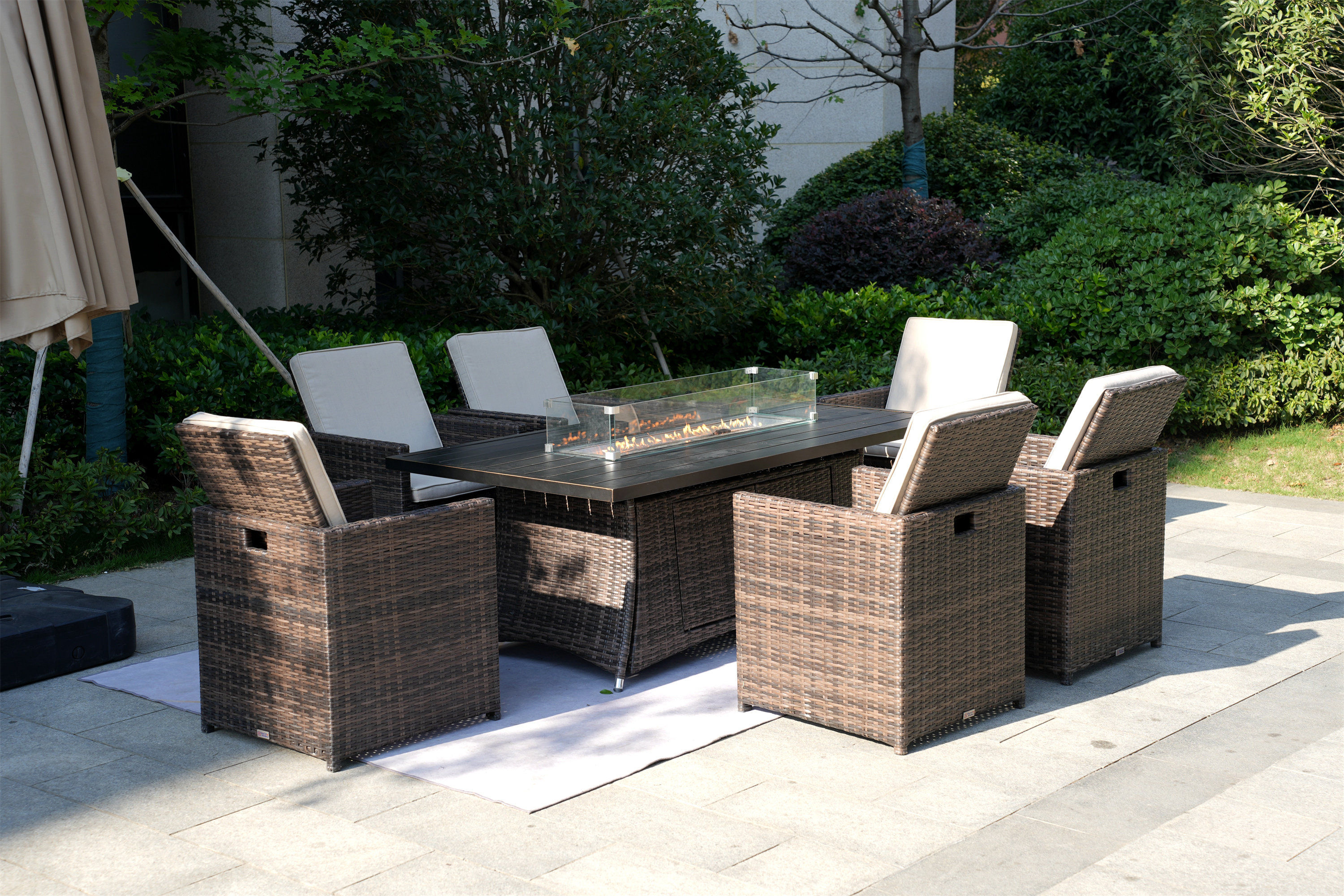 Latitude Run® Rectangular 6 - Person 39.37'' Long Aluminum Fire Pit ...