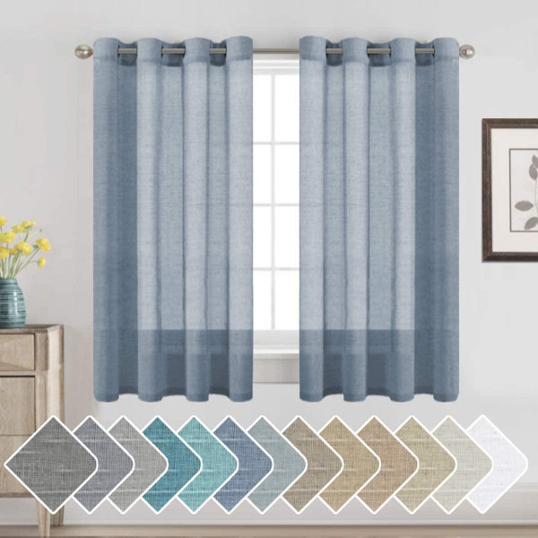 Ebern Designs Hywell Linen Semi-Sheer Curtain Pair & Reviews | Wayfair