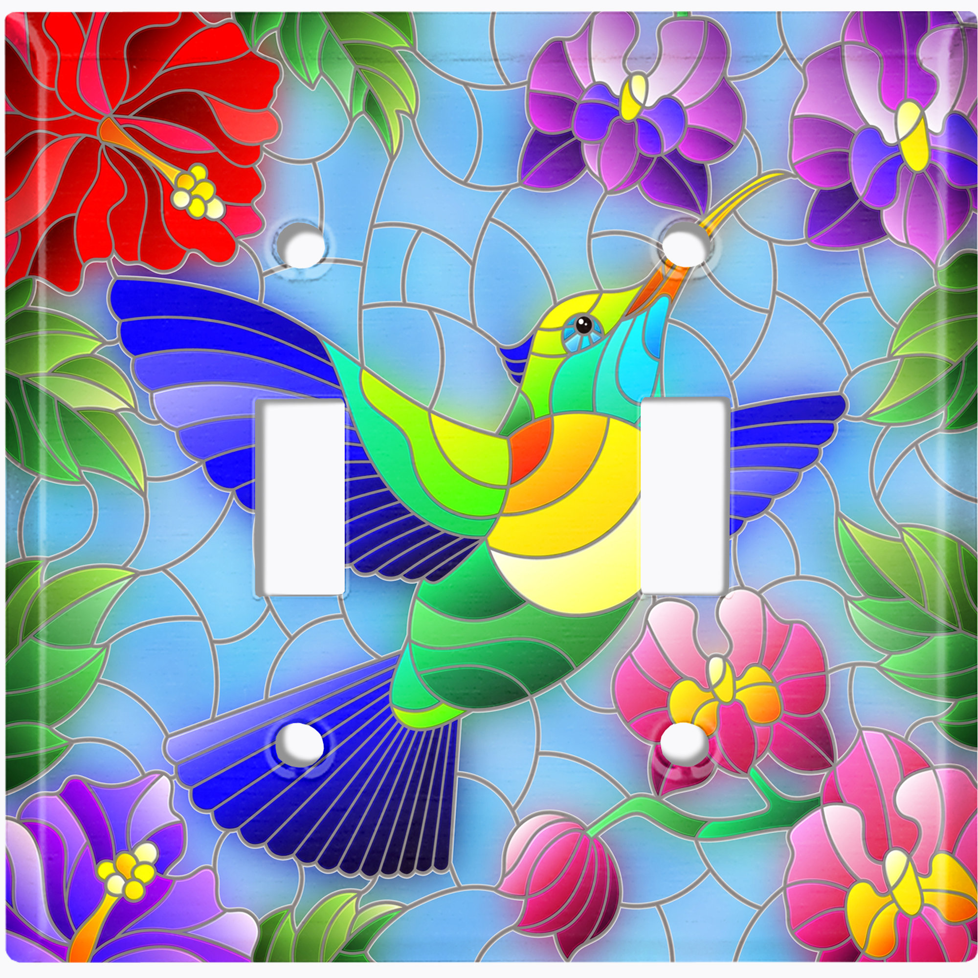 WorldAcc Mosiac Flying Bird Tile Flowers 2-Gang Wall Plate | Wayfair
