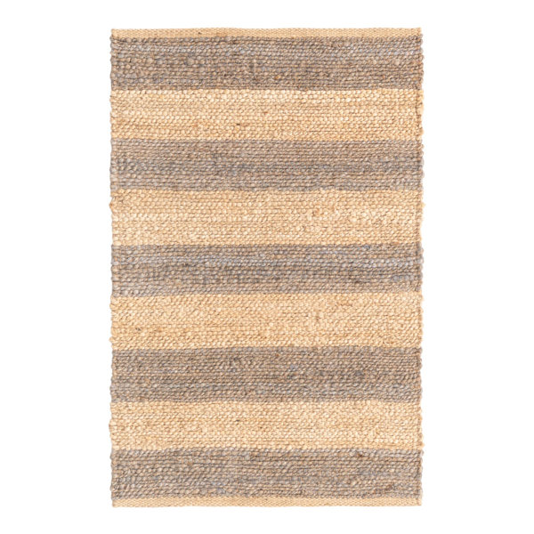 Beachcrest Home Fredric Striped Hand Braided Jute Area Rug in Gray ...