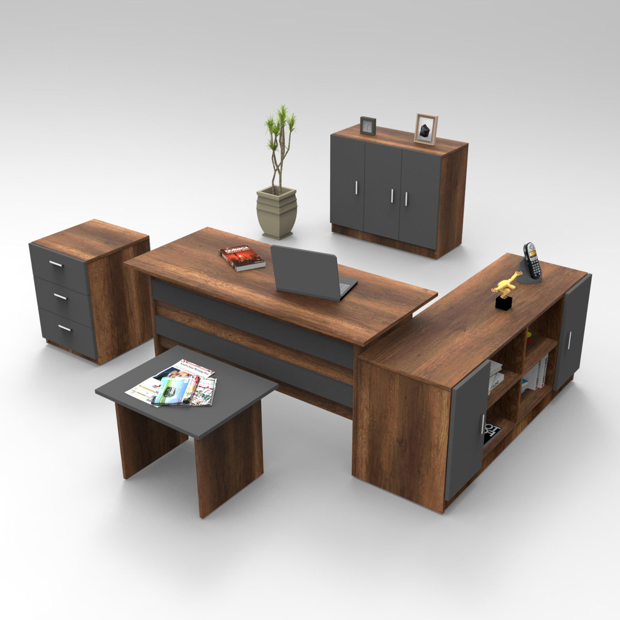 Bless international 5 Piece Rectangular Writing Desk Office Set | Wayfair