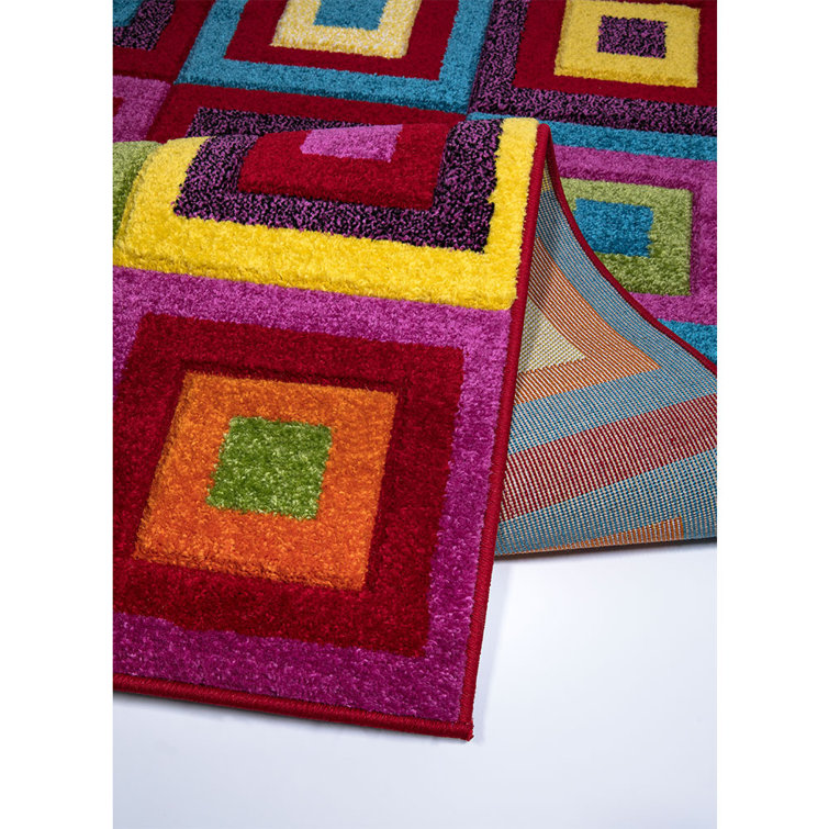 Milano Rugs Multi Colour Square Bright Pink/Red/Orange Rug & Reviews ...
