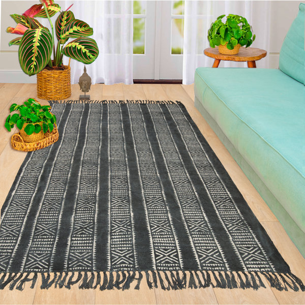 Dakota Fields Rutkowski Handmade Handwoven Cotton White Rug | Wayfair