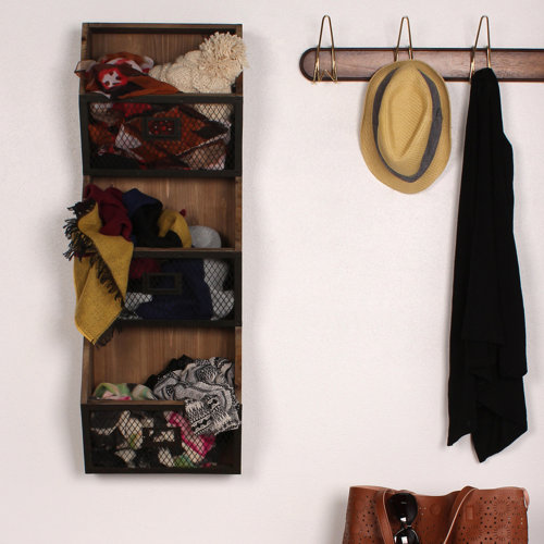 DSOV Burdock 13" x 37" x 7.5" Rustic Wood and Metal Wall Vertical ...