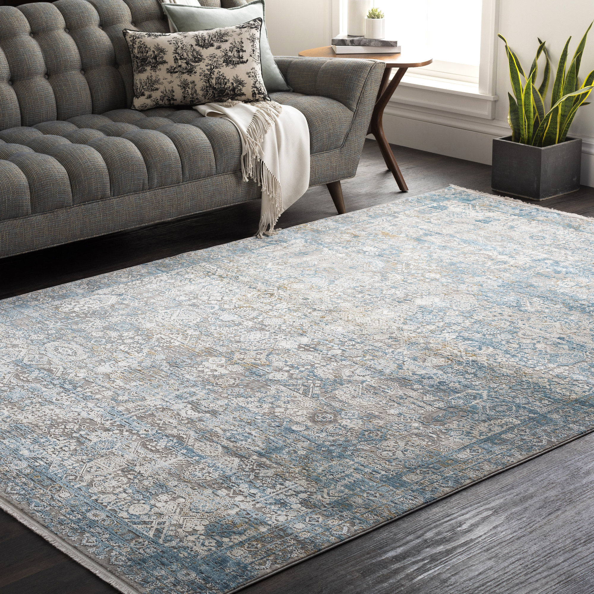 Bungalow Rose Gray/Teal Rug | Wayfair