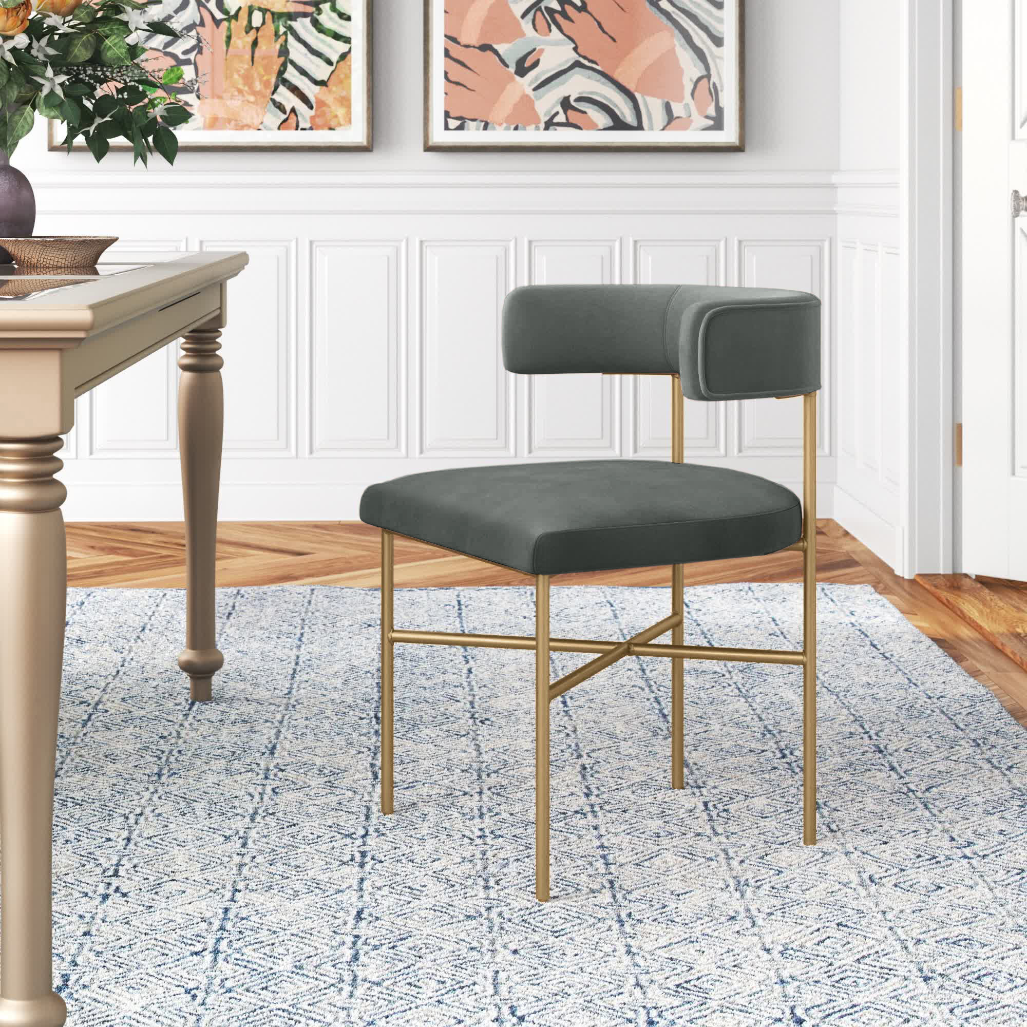 Everly Quinn Berlinda Velvet Solid Back Side Chair & Reviews | Wayfair