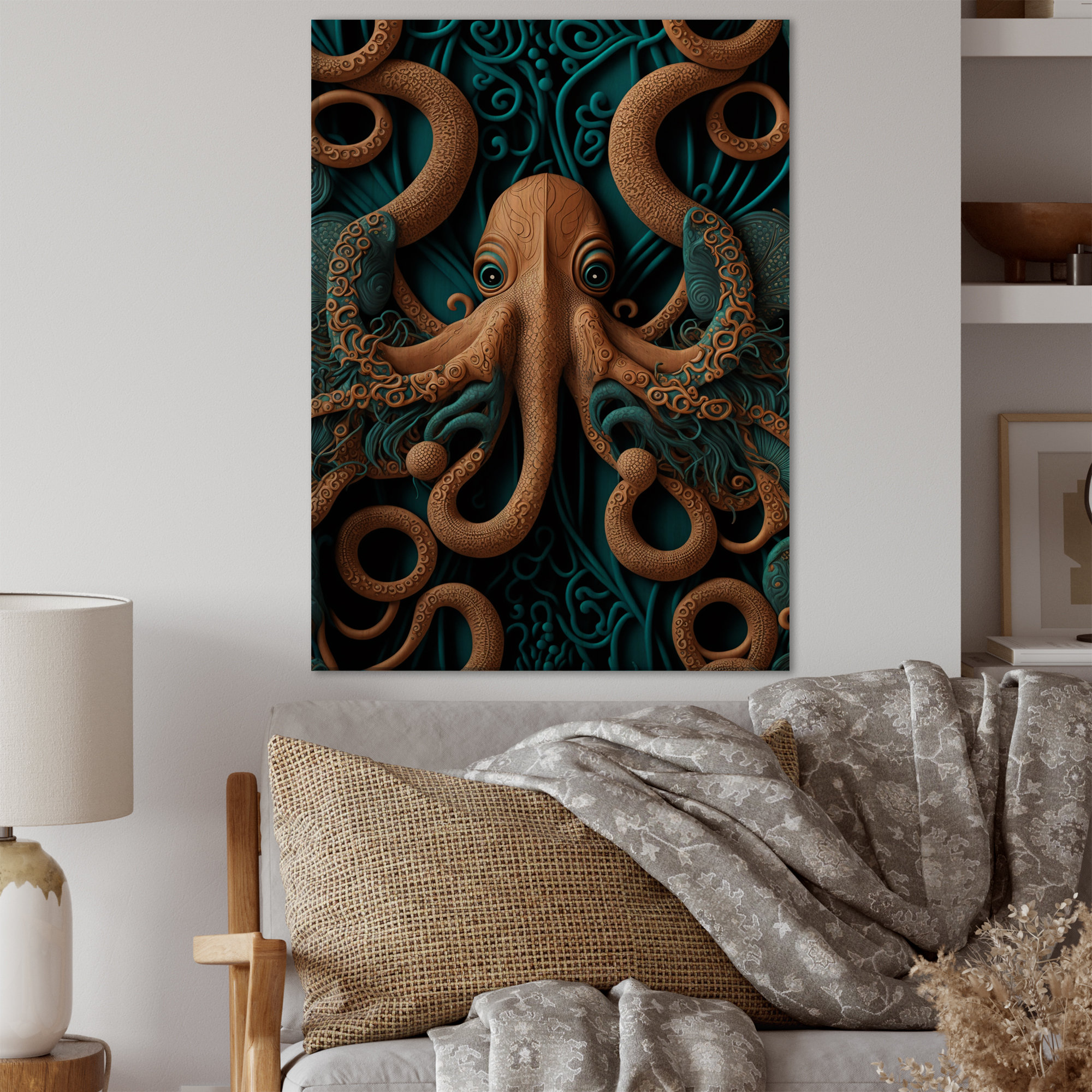 Dovecove Majestic Otherworldly Octopus - Animal Octopus Wood Wall Art ...