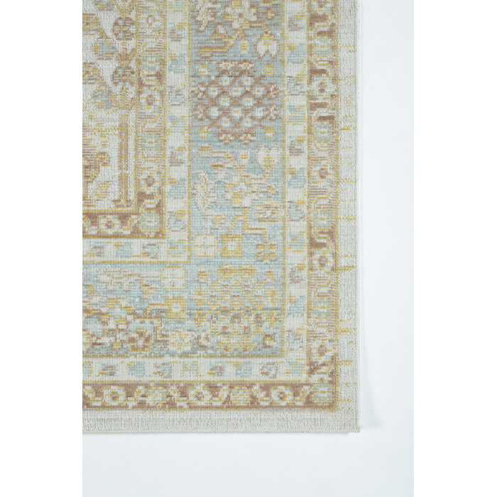 Bungalow Rose Ange Performance Ivory/Sea Green Rug & Reviews | Wayfair
