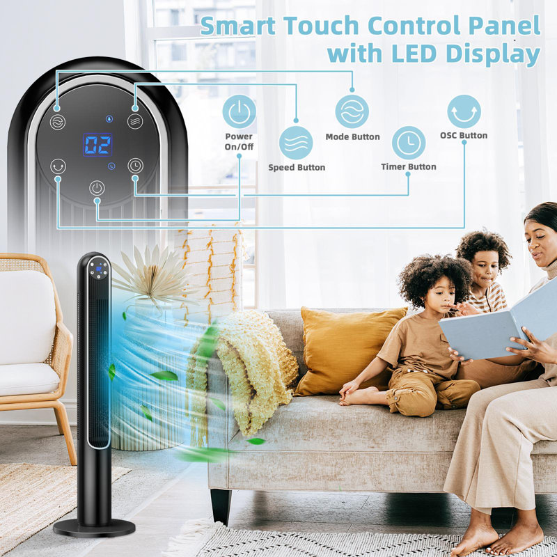 Giantex Tower Fan With Remote Control, Quiet Cooling Fan With 3 Wind ...